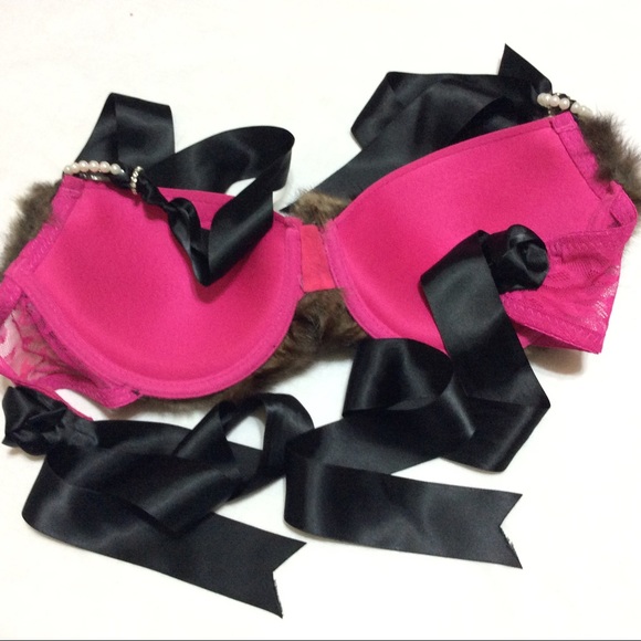 mine | Intimates & Sleepwear | Britney Striped Mink Fur Handcrafted Bra ...